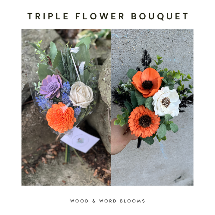 Triple Wood Flower Bundle Bouquet – Wood & Word Blooms